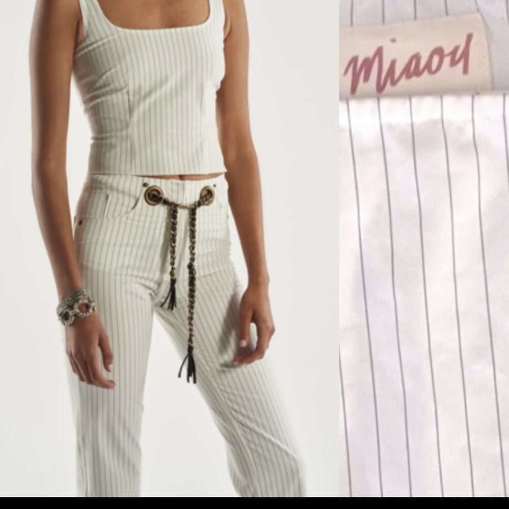 Nwt Rare Miaou Pin Striped Charlotte Suiting White Ta… - Gem